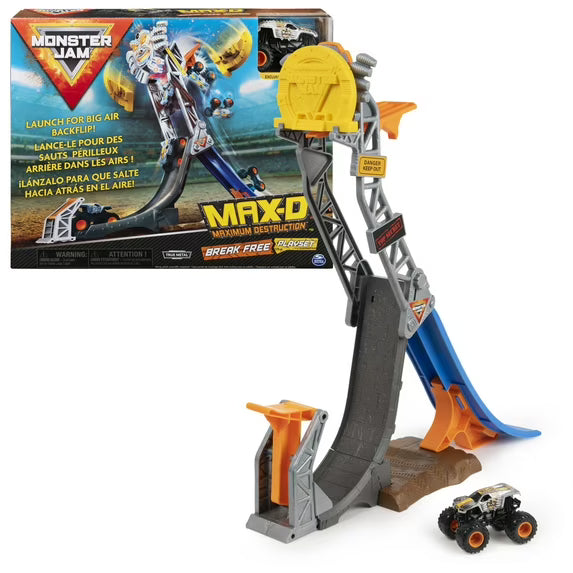 Monster Jam, Official Max-D Break Free Playset with Exclusive 1:64 Sca ...